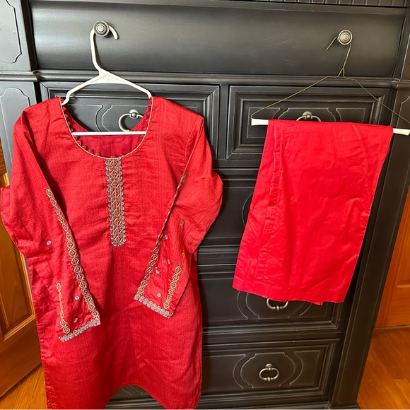 Dresses | Shalwar Kameez Pakistani Red Suit Set Message For More ...